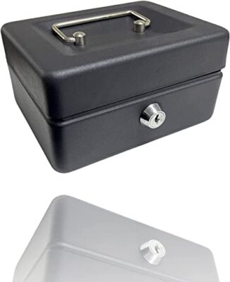 Metal Steel Petty Money Cash With Coin Tray Box Bank Safe Security Lock ...