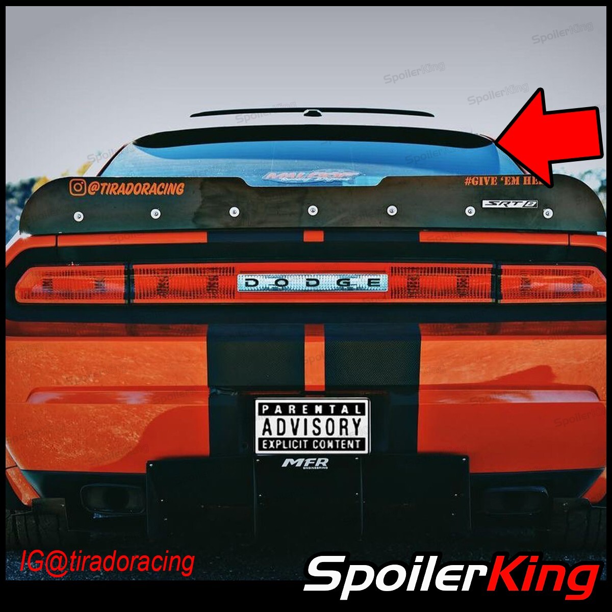 (284R) Rear Roof Spoiler Window Wing Fits: Dodge Challenger 2008-on ...