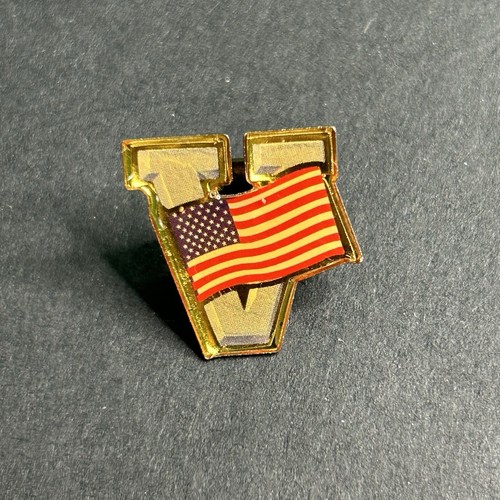 American Flag V Pin Lapel Hat Jacket Victory Veteran Military Patriotic ...