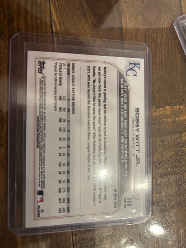 Bobby Witt jr. card number 660 Excellent condition never been touched ...