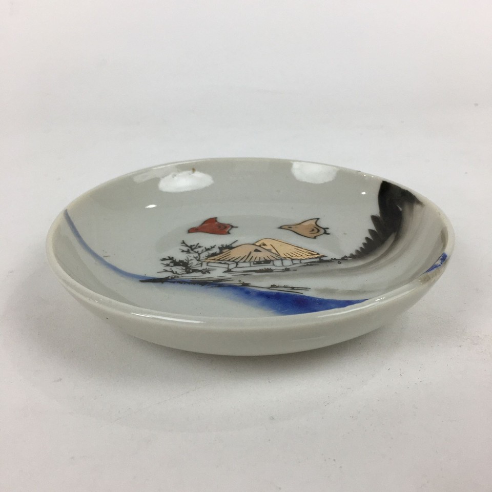 Japanese Porcelain Small Plate Vtg Pottery Countryside House Birds ...