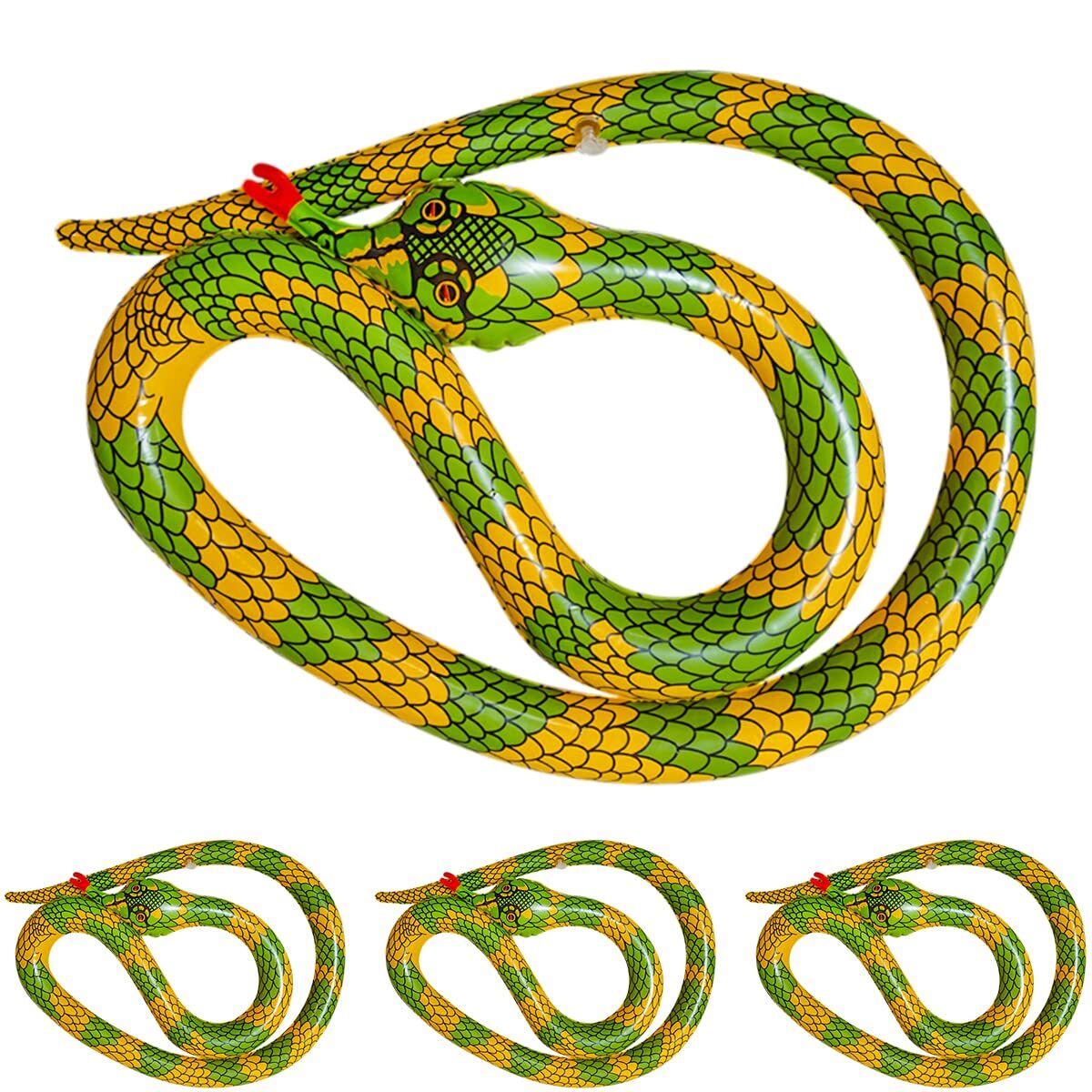4 Pack Large Inflatable Snakes Pool Floats Blow Up Fake Snakes Trick ...