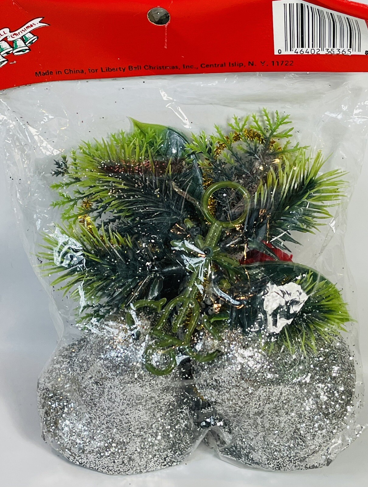 VTG Liberty Bell Christmas Kitschy Greens Silver Glitter Bells Candy ...