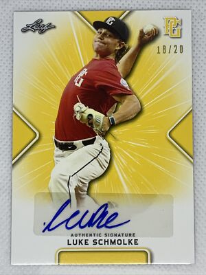 2021 LEAF PERFECT GAME AUTO LUKE SCHMOLKE YELLOW PAPER 18/20 | eBay