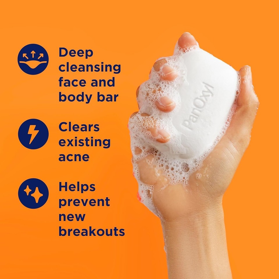 Panoxyl Acne Treatment Bar with 10% Benzoyl Peroxide, Maximum Strength ...
