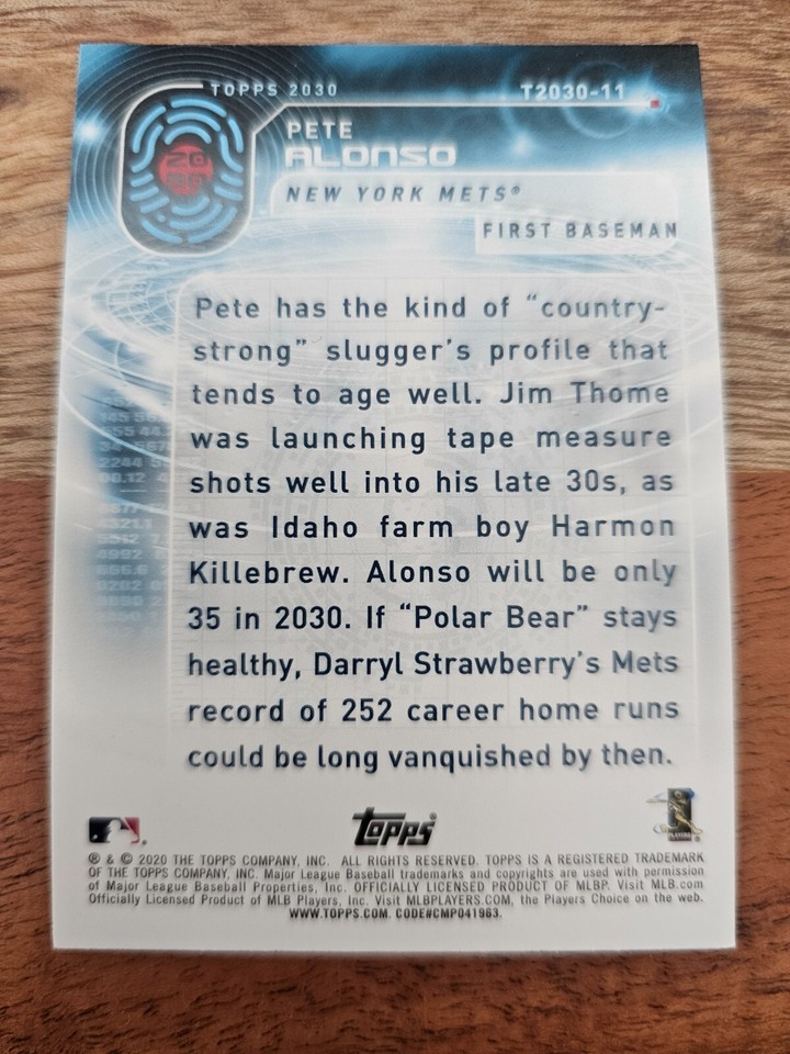2020 Topps 2030 Insert Pete Alonso #T2030-11 New York Mets | eBay