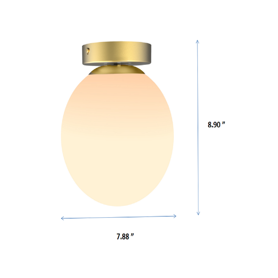 1 Light Frosted Globe Glass Ceiling Light Brass 1 A19 60W Eqv Bulb ...