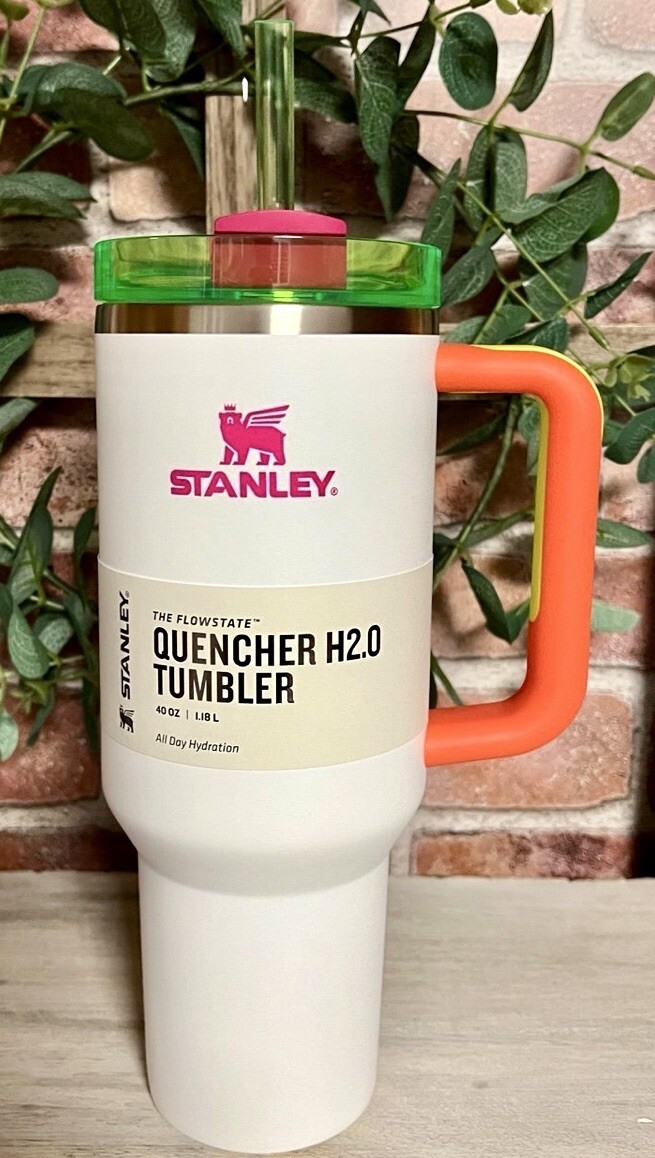 Stanley 40 oz WHITE NEON Quencher Blacklight Glow Tumbler Stainless ...