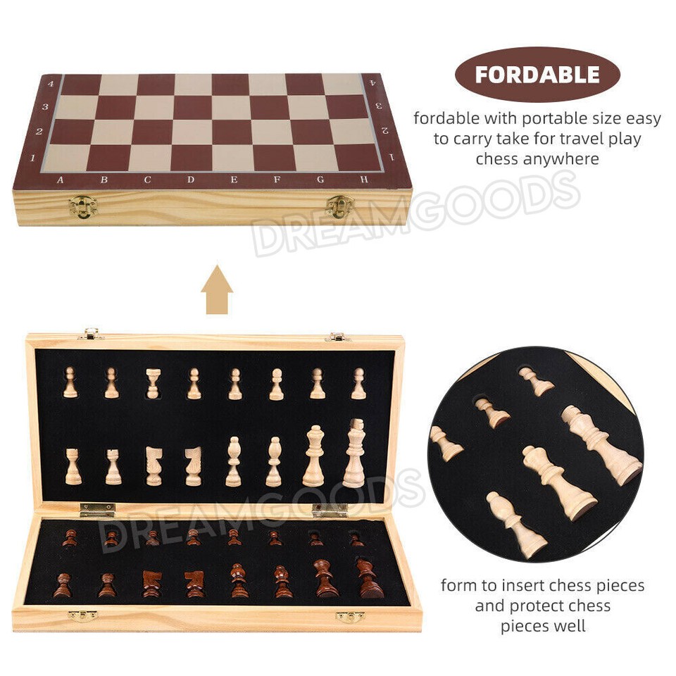 39CM Large Magnetic Chess Wooden Set Folding Chessboard Pieces Wood ...