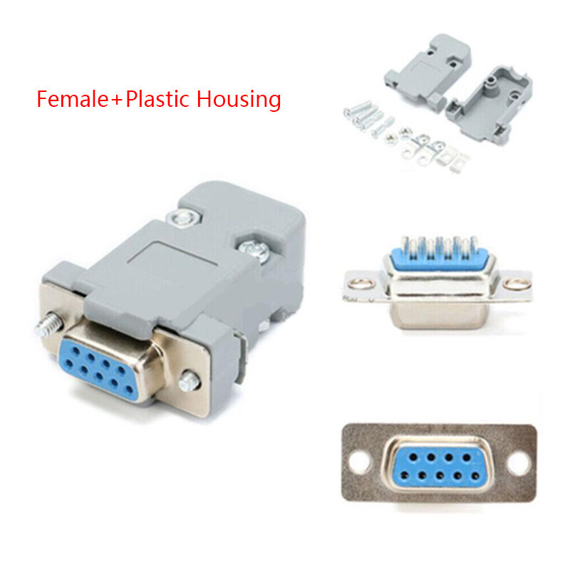 Female/Male Plug Socket DB9 9Pin D-SUB Solder Type Connector Metal ...