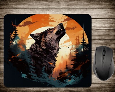 Howling Wolf-Non Slip Neoprene Computer Mouse Pad | eBay Australia