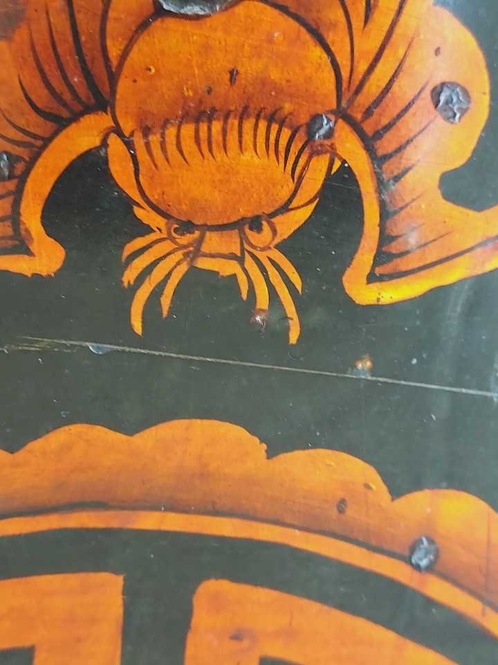 Antique Chinese Laquer Box Bats 1800 Lucky Long life Shou Black gold 5 ...