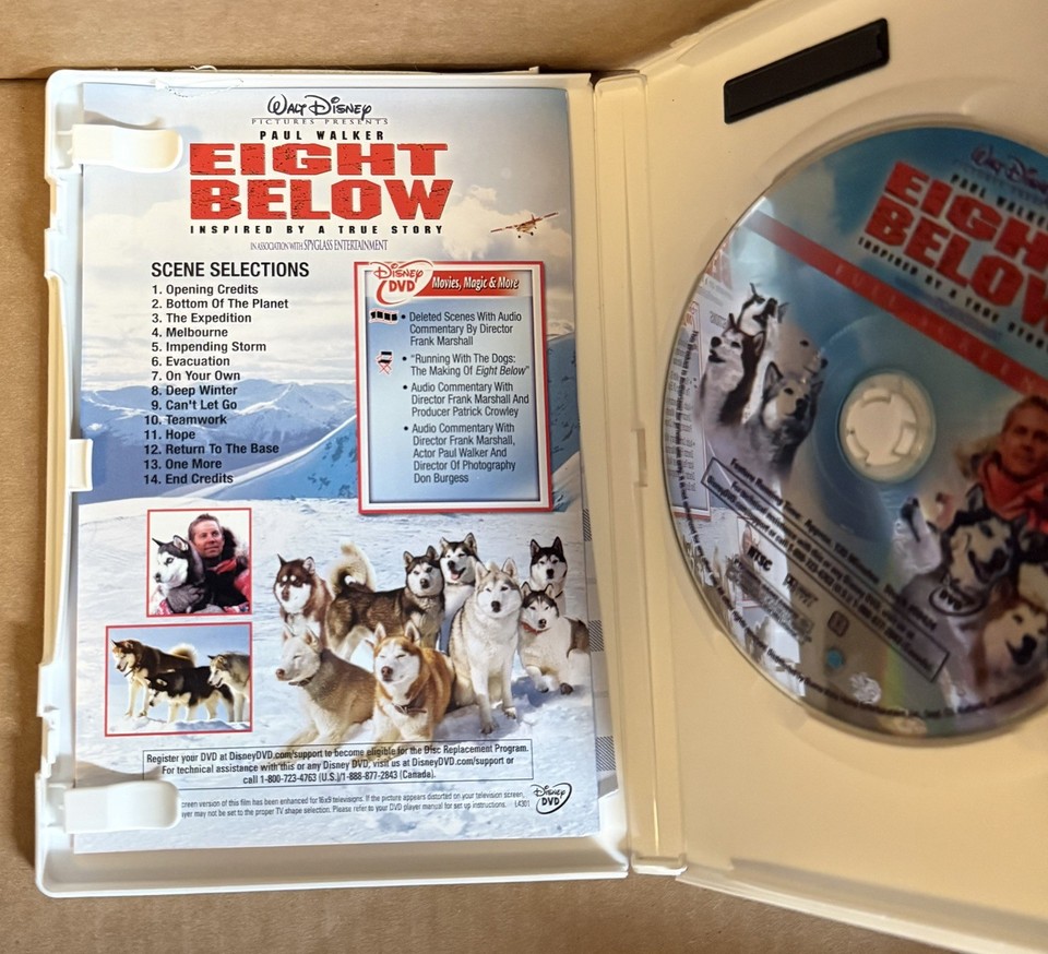 Disney Eight Below DVD 2006 Film Movie Paul Walker, Moon Bloodgood ...