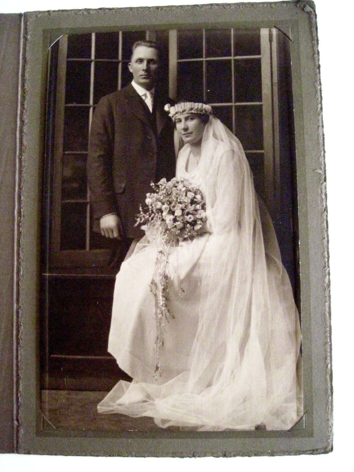 1900's Vintage Sepia Wedding Photograph w/ Bride in Gorgeous Wedding ...