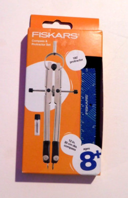 Fiskars 12" Metal Compass & 180 Degree Protactor Set, Blue | eBay