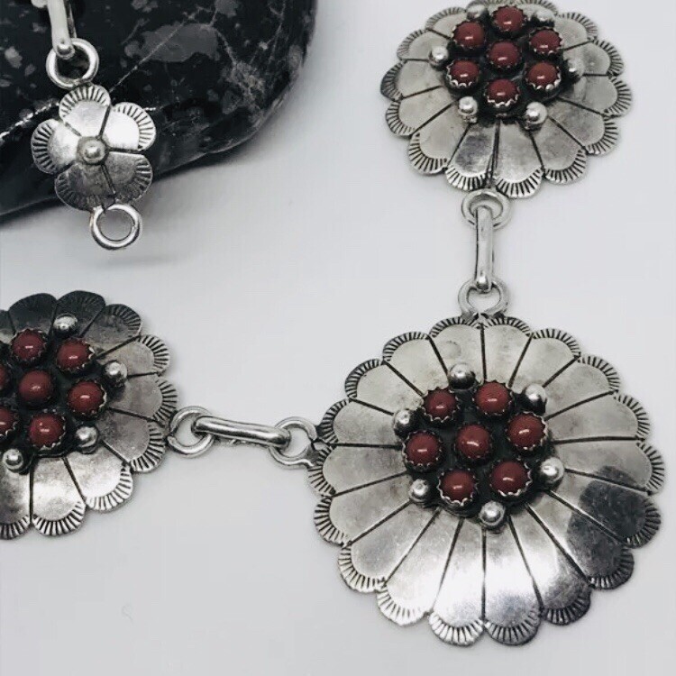 Native American Hall Benson Boyd Navajo Sterling Silver Coral Necklace ...