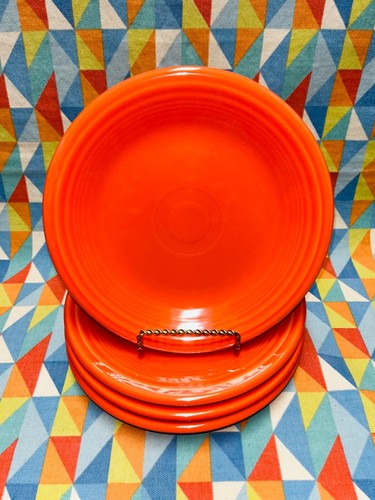 NEW FIESTA set 4 SALAD APPETIZER PLATES Poppy Orange 7.25" FIESTAWARE ...