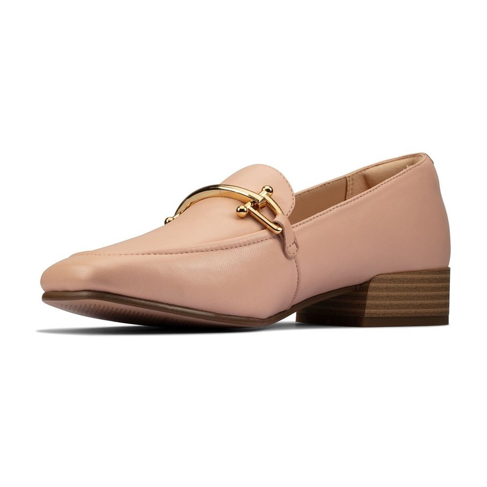 Clarks Womens Pure Block Loafer Flats Light Pink Leather 26158286 | eBay