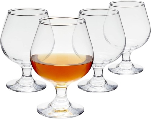 Juvale Set of 4 Brandy Snifter Glasses for Whiskey, Short Stem Wine Clear | eBay