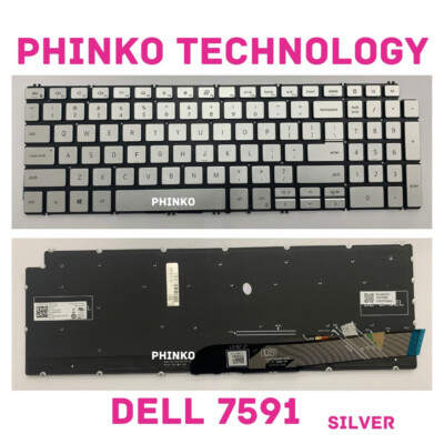 Keyboard DELL Inspiron 15 7500 7501 7590 7591 Silver Backlit | eBay