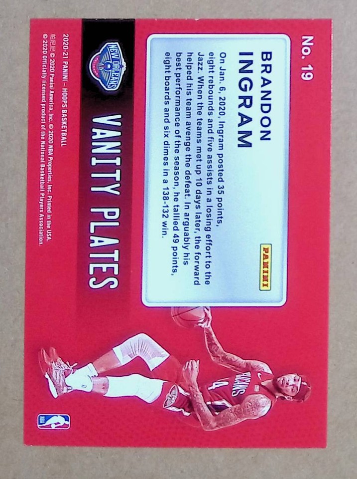 2020-21 Hoops #19 Brandon Ingram Vanity Plates R3199 | eBay