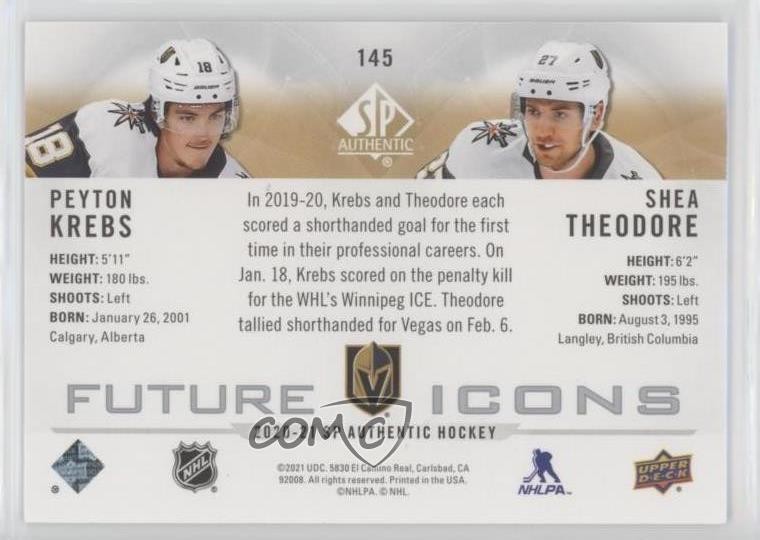 2020-21 SP Authentic Future Icons /199 Peyton Krebs Shea Theodore #145 ...