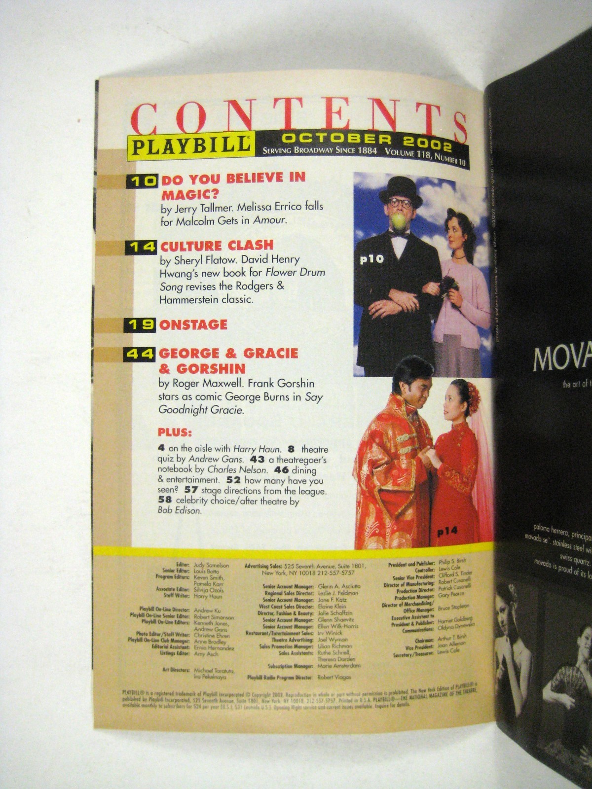 Book of Days Playbill 2002 Signature Theatre Hope Chernov Tuck Milligan ...