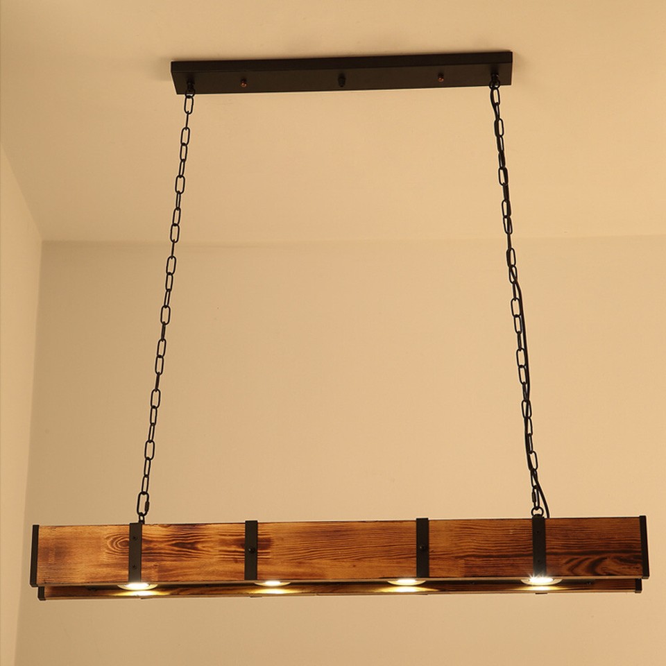 Ceiling Light Vintage Rustic Lamp Wood Beam Farmhouse Chandelier ...