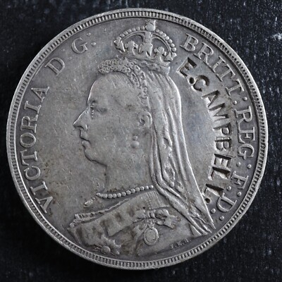 1 crown 1891 Great Britain KM#765 Countermarked E. CAMPBELL. Grande ...