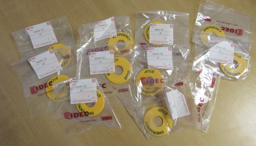 Lot of 10 IDEC HAAV-27 Emergency Stop Nameplate X6 16mm Estop | eBay