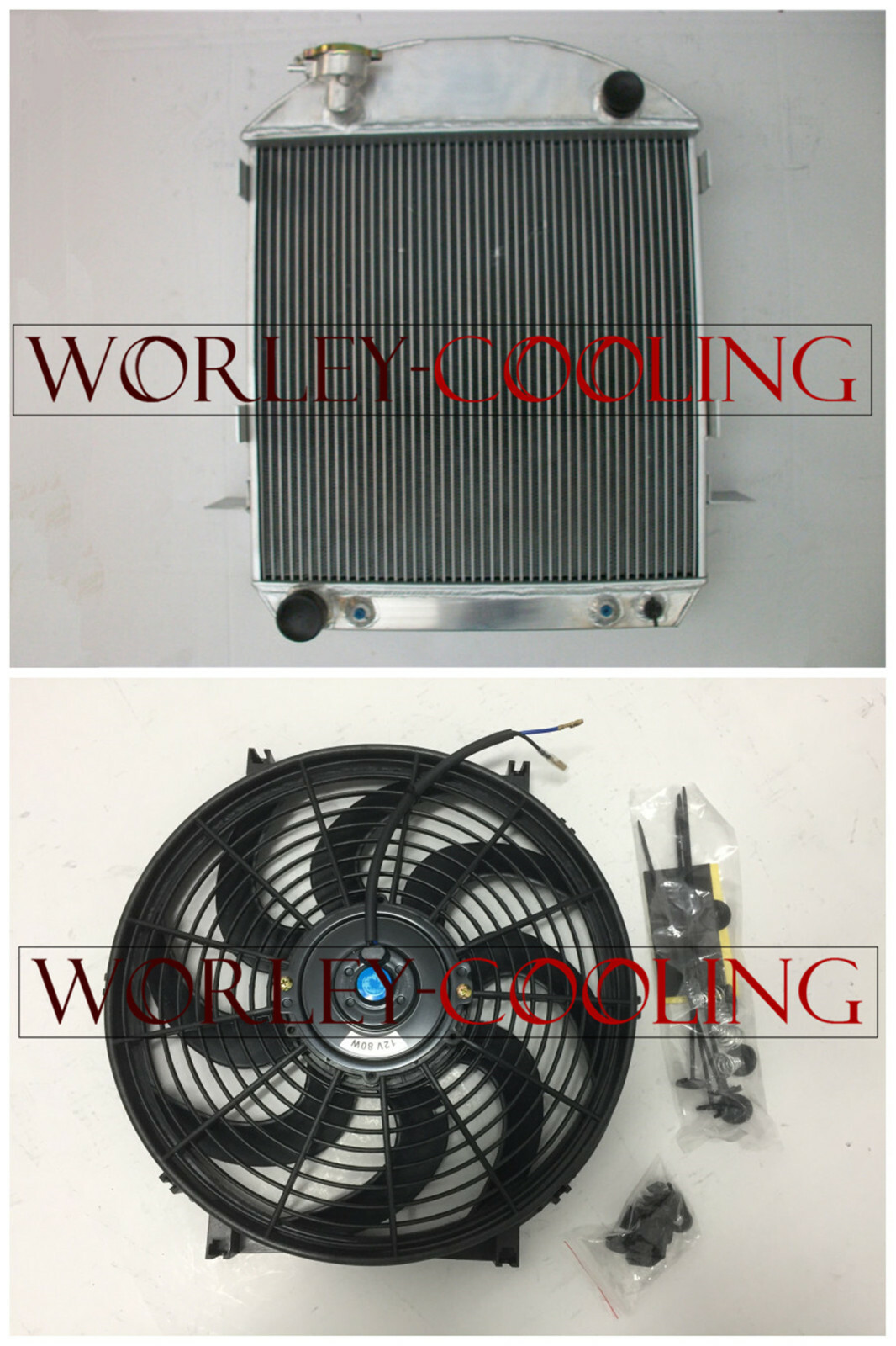 3 ROW Aluminum Radiator and FAN For 1924-1927 Ford Model T-Bucket Grill ...