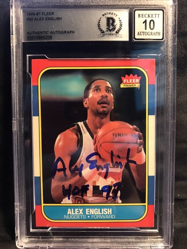 1986 Fleer #30 Alex English Signed Auto 10 Beckett | eBay