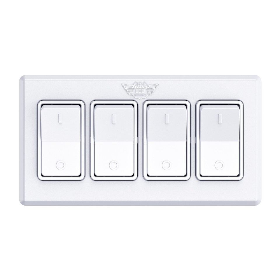 Single 4 Gang On-Off 12V White Light Switch -RV Camper Trailer Marine ...