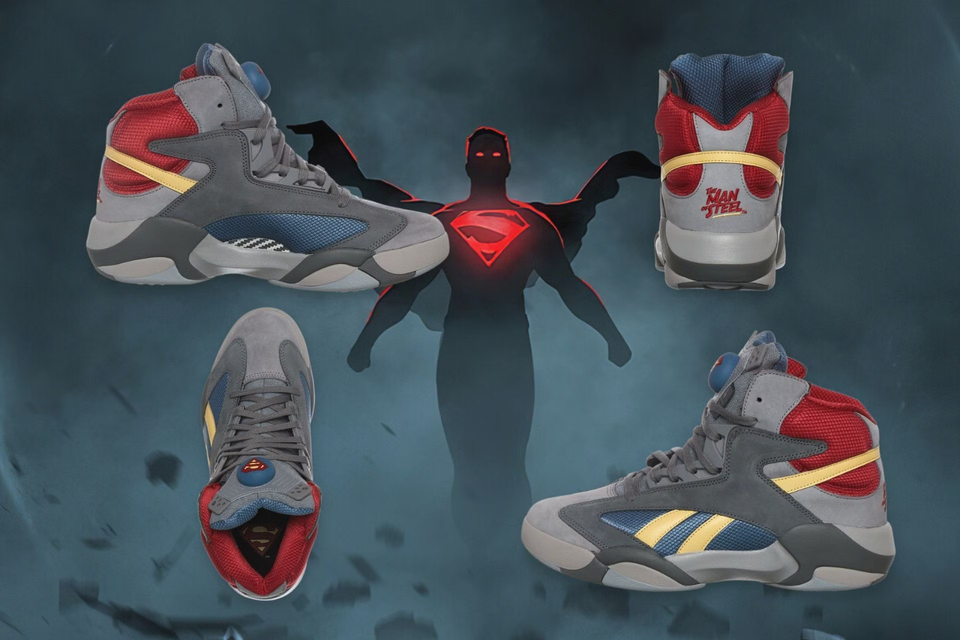 Reebok Shaq Attaq DC Comics Grey Red Superman Man of Steel HQ4587 Men's ...