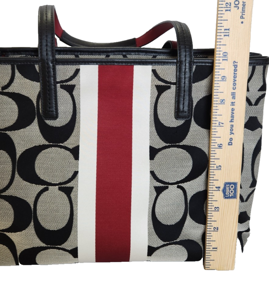 Vtg Coach Hampton Monogram Tote Bag With Red And White Stripe | eBay