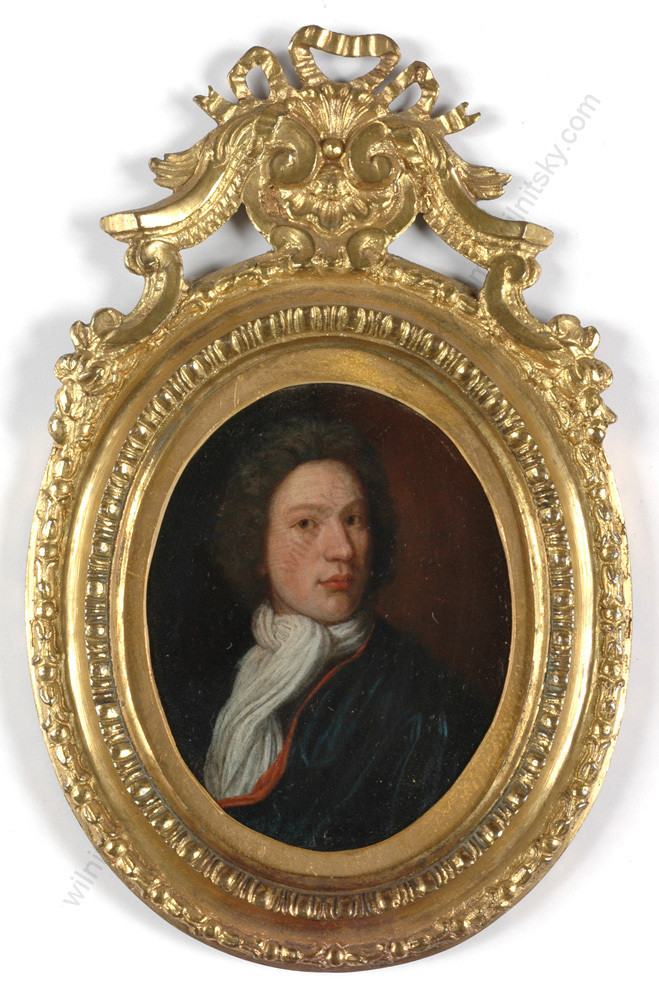 H. de Valk (fl. 1693-1717) "Portrait of a gentleman", oil on copper ...