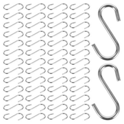 100 PCS Stainless Steel Mini Hooks DIY Silver Plant Small S-hooks ...