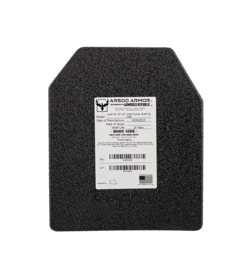 New Production AR500 Armor Level III w/ Anti Spall Coat 10X12 | eBay
