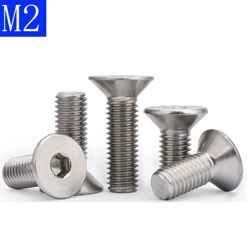 M2 2mm M2x0.4 DIN7991 Stainless Steel FLAT HEAD Socket Screws Bolt ...