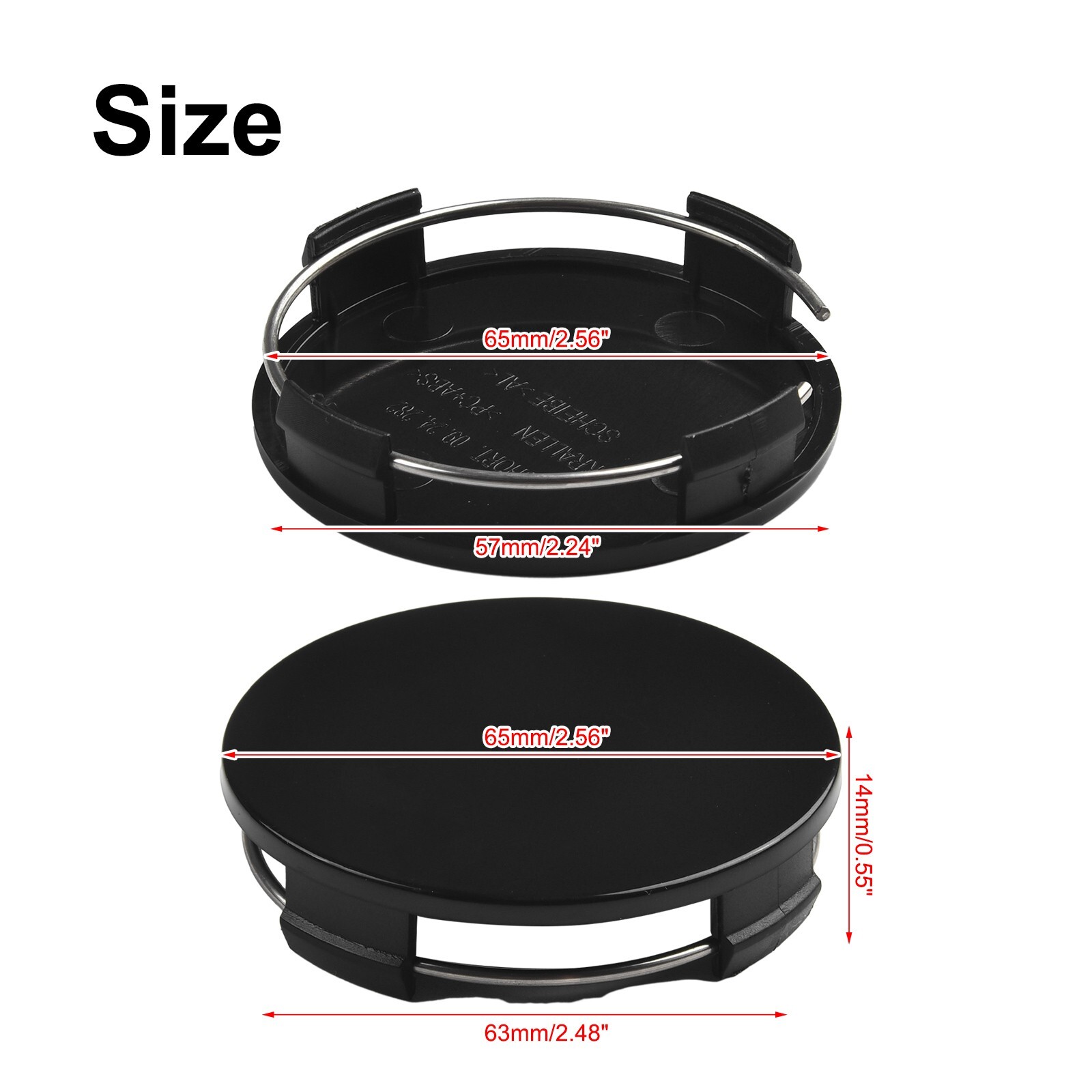 Universal Fit Black Wheel Center Cap Covers 65mm Dia Easy Installation ...