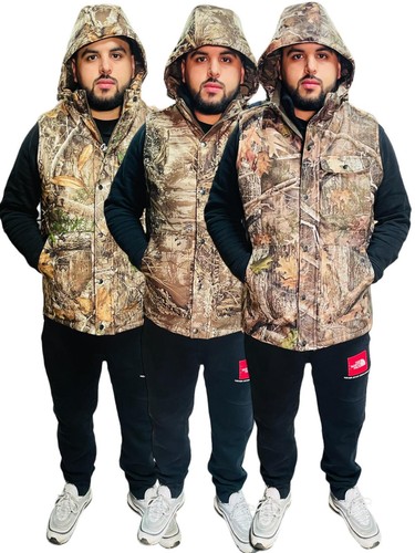 Mens REALTREE Vest Camo Hooded Waterproof Hunting Jacket Coat Shooting ...