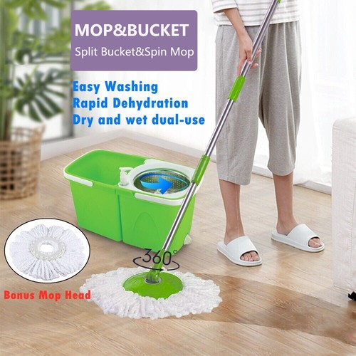 Split Bucket 360° Rotating Magic Spinning Spin Mop Heads Stainless ...