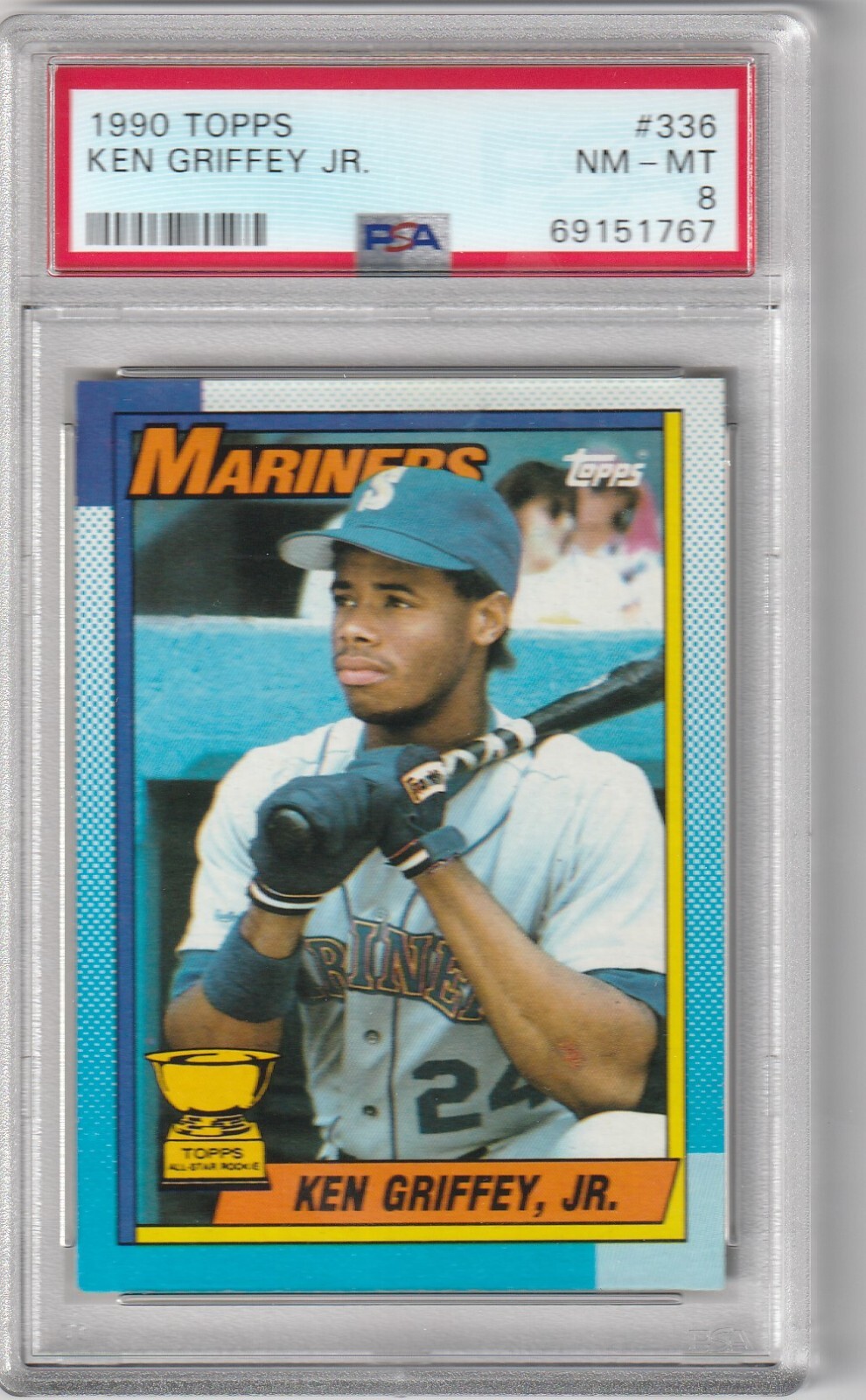 1990 Topps ERROR CARD (Bloody Scar) PSA 8 NM-MT Ken Griffey Jr. H.O.F ...
