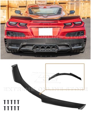 For 23-Up Corvette C8 Z06 Visible CARBON FIBER Rear Trunk Ducktail Wing ...