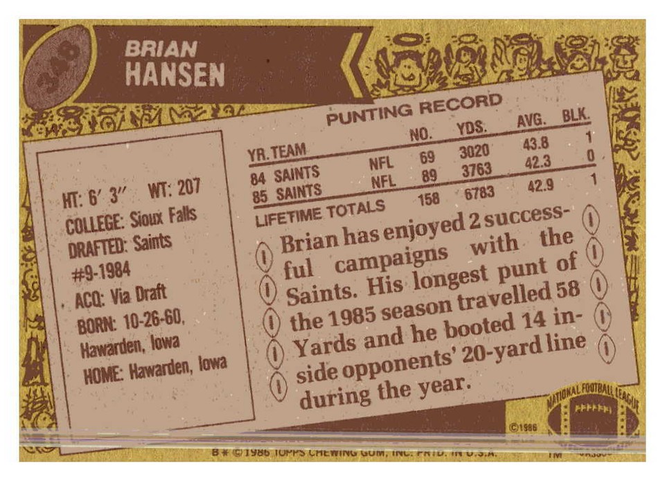 1986 Topps Brian Hansen 348 | eBay