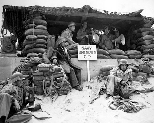 WWII US Navy Command Post Set Up in Normandy Just After Invasion Photo ...
