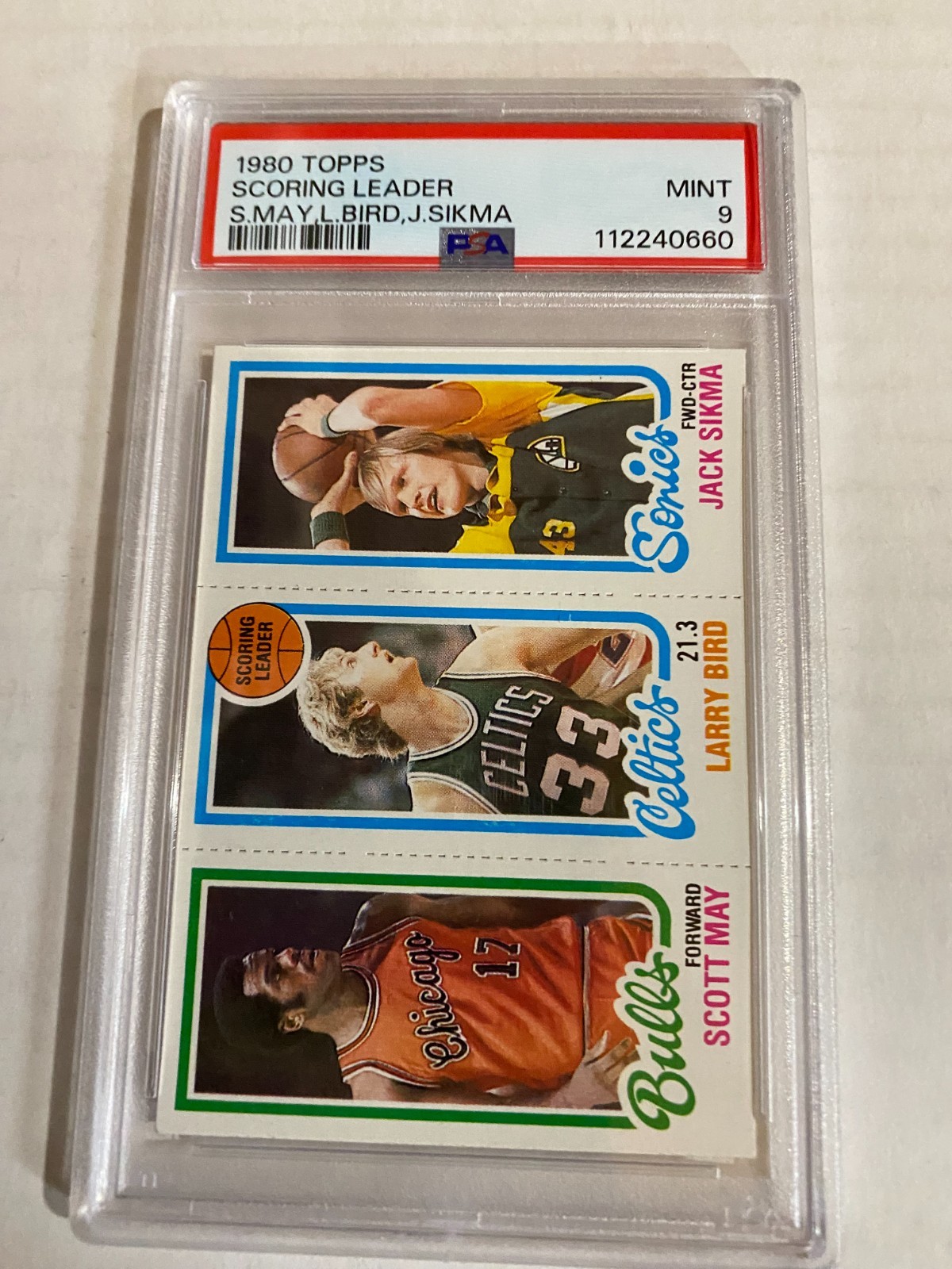 1980 Topps Basketball Scott May 47,Larry Bird 30,Jack Sikma 232 PSA 8 ...