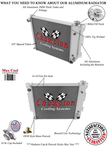 3 Row Perf Champion Radiator for 1987 - 2006 Jeep Wrangler YJ Chevy ...