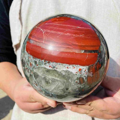10.05LB Natural African blood stone quartz sphere crystal ball reiki ...