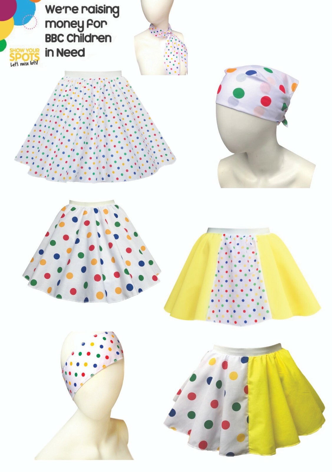 Womens CHILDREN IN NEED Fancy Dress COSTUME Polka Dot Pudsey & Blush ...